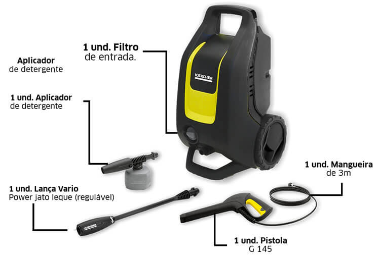 Lavadora de Alta Pressão 1500W 1740Psi K3 Black - Karcher